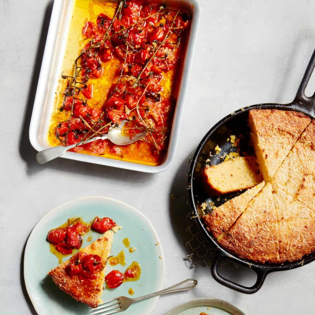 Skillet Cornbread with Garlicky Roasted Tomatoes – bitScry